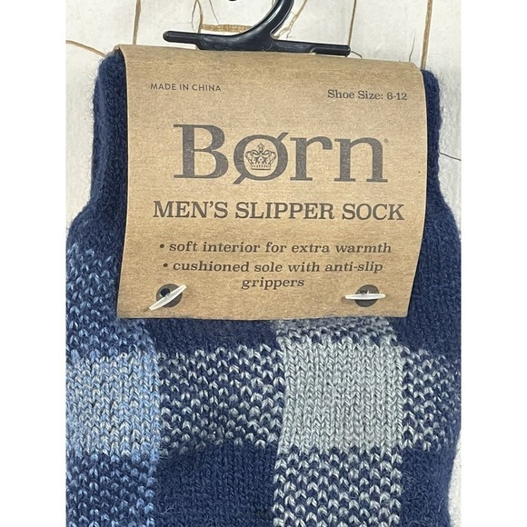 Born | Shoes | Born Gray Blue Plaid Mens Slip Resistant Sherpa Lined ...